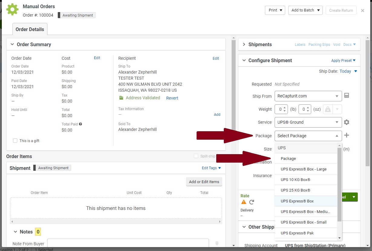 How do I create a manual order in ShipStation?